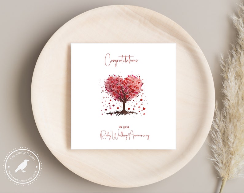 Ruby Wedding Anniversary Card , 40th Anniversary - Etsy UK