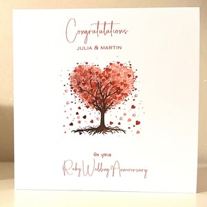 Ruby Wedding Anniversary Card , 40th Wedding Anniversary, Special ...