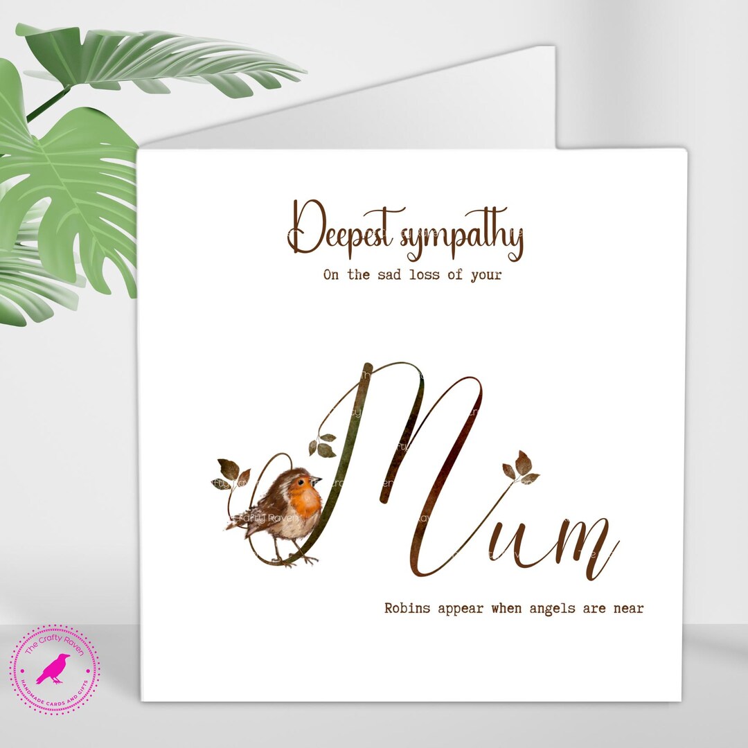 Personalised Robin Deepest Sympathy Card, Mum, Dad, Husband, Brother ...
