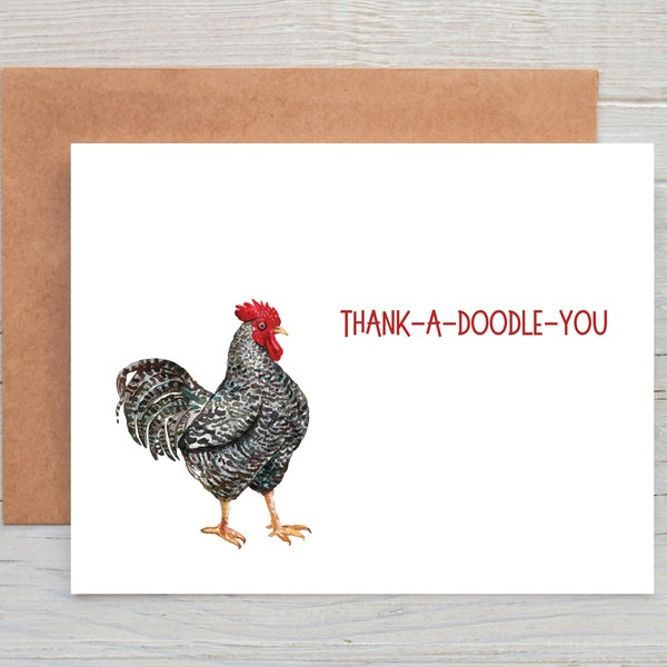 Thank-a-doodle Chicken Thank You Card, Printable Thank You Card ...