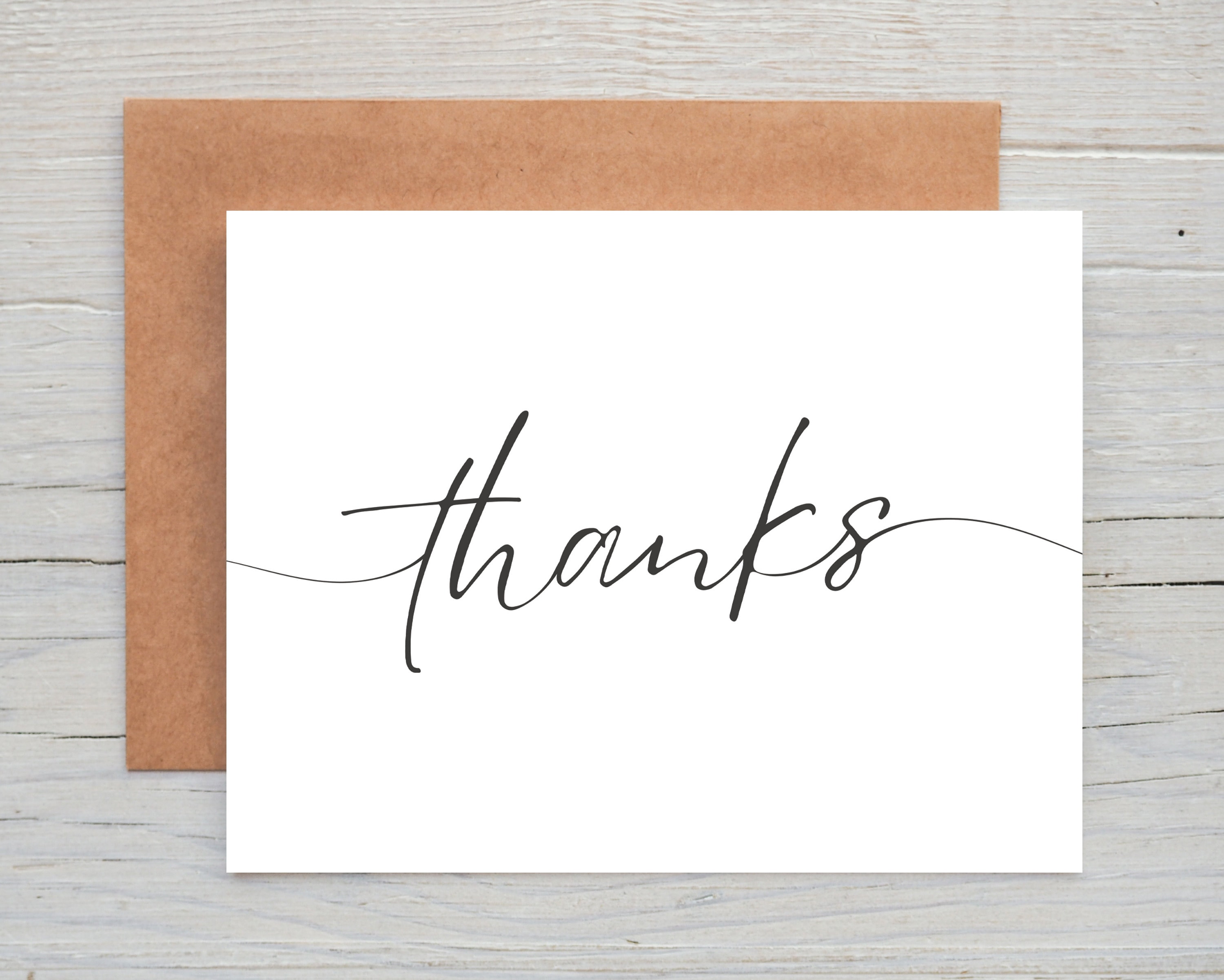 Minimalist Type Printable Thank You Card, Simple, Script, Instant ...