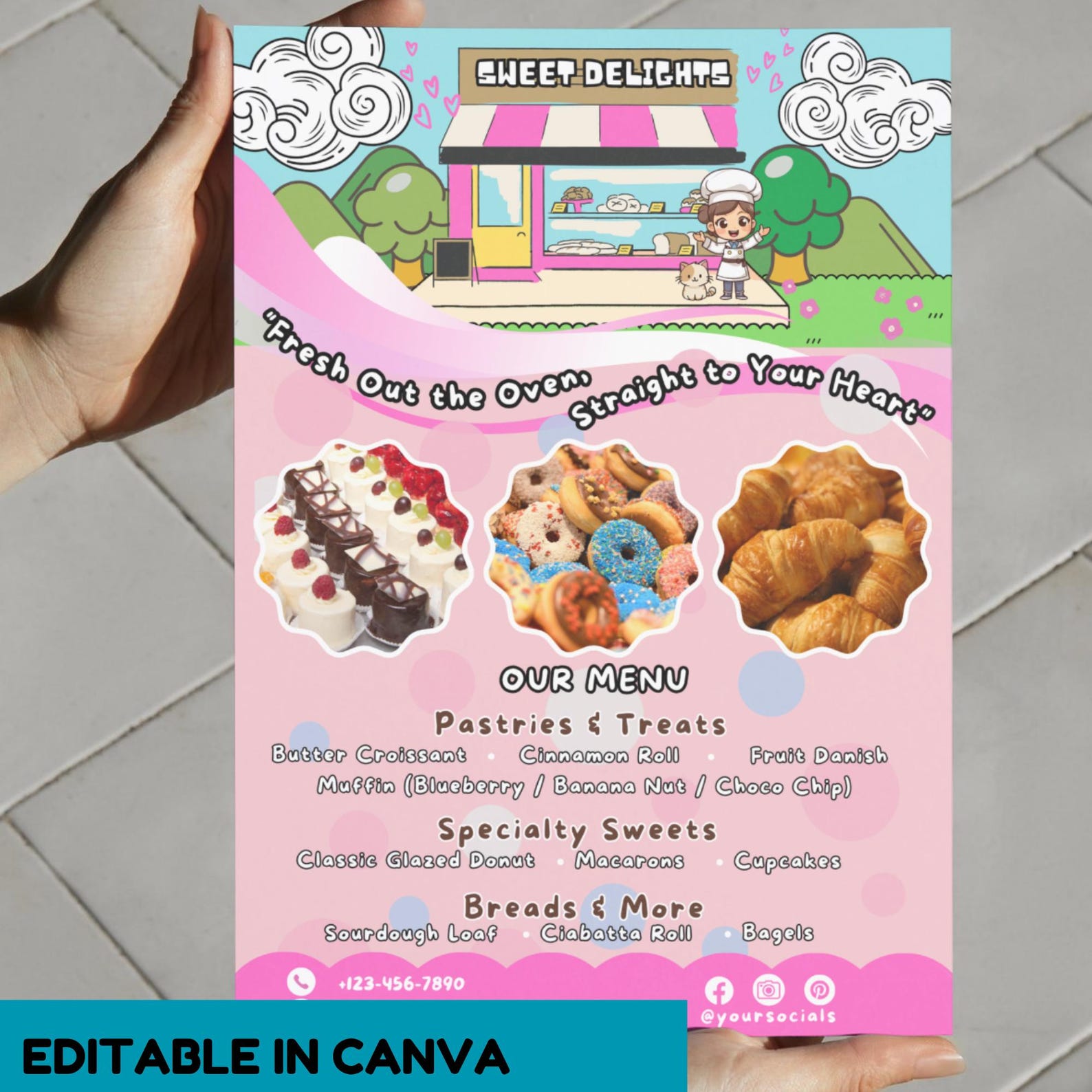 Editable Pastry Shop Menu Flyer Template: Bakery Design (A4 Canva) - Etsy
