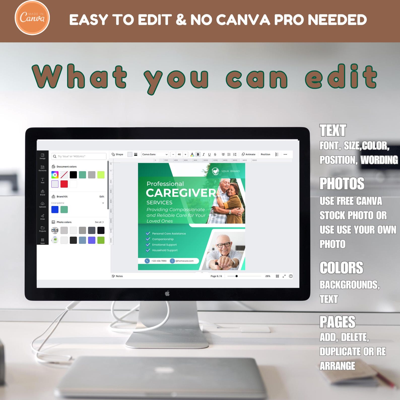 Professional Caregiver Services Flyer Template. Digital Flyer for ...