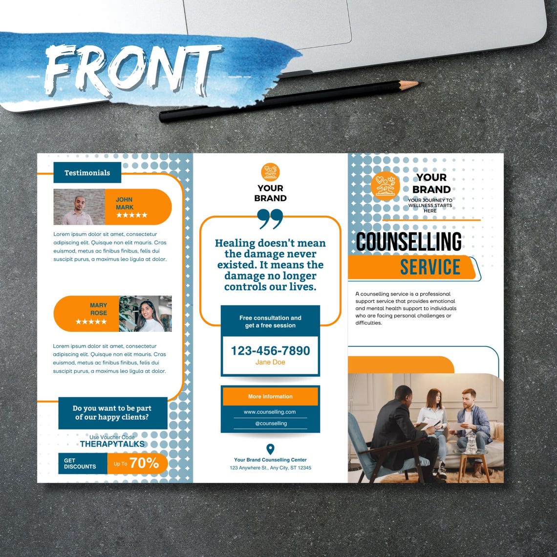 Editable Trifold Counseling Brochure Template - Instant Download ...