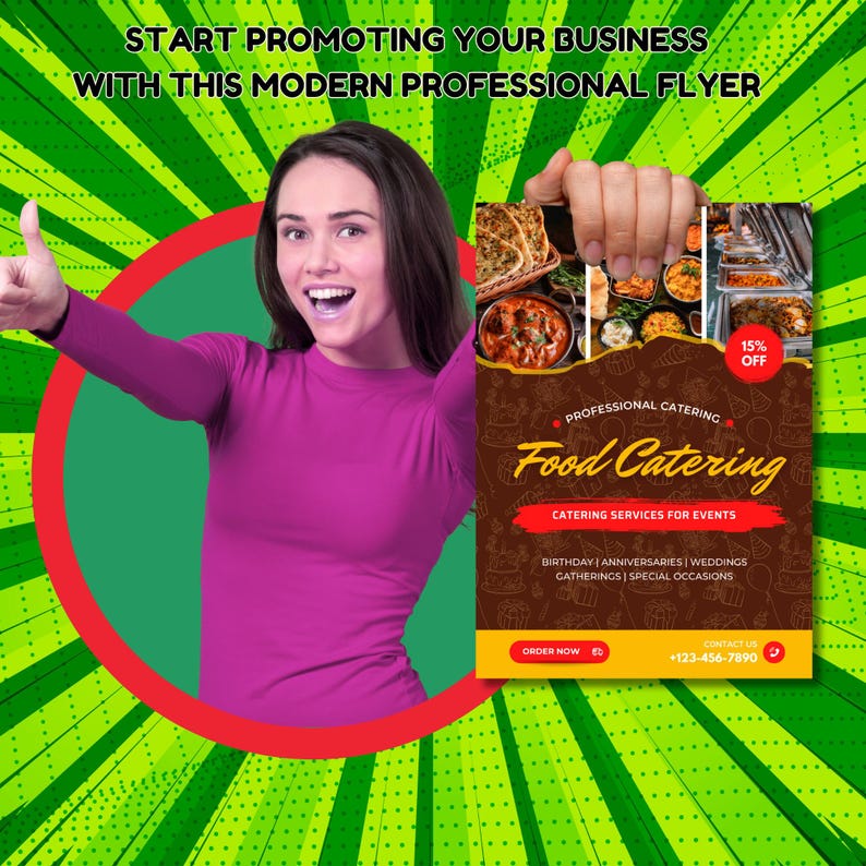 Catering Services Flyer & Social Media Template Bundle. Customizable ...