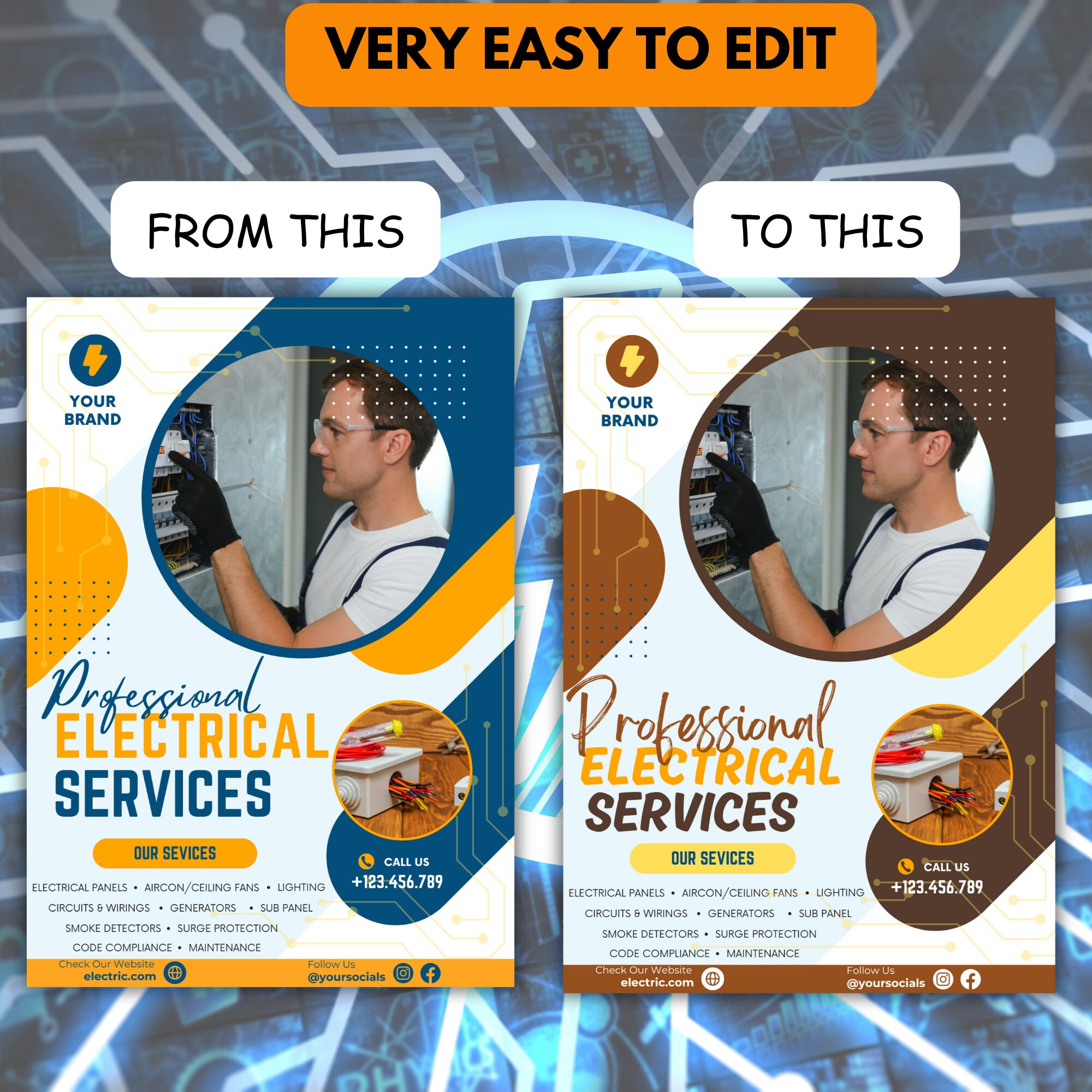 Electrical Services Flyer Template. Electrician Service Flyer Editable ...