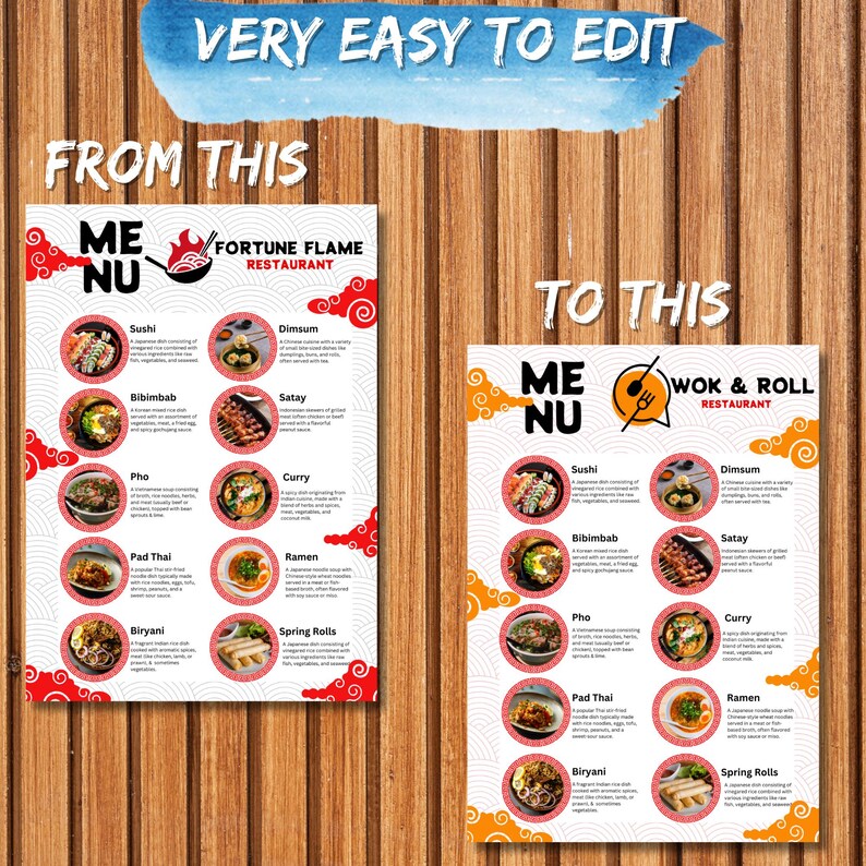 Asian Restaurant Menu Template: Editable Canva Design - Etsy