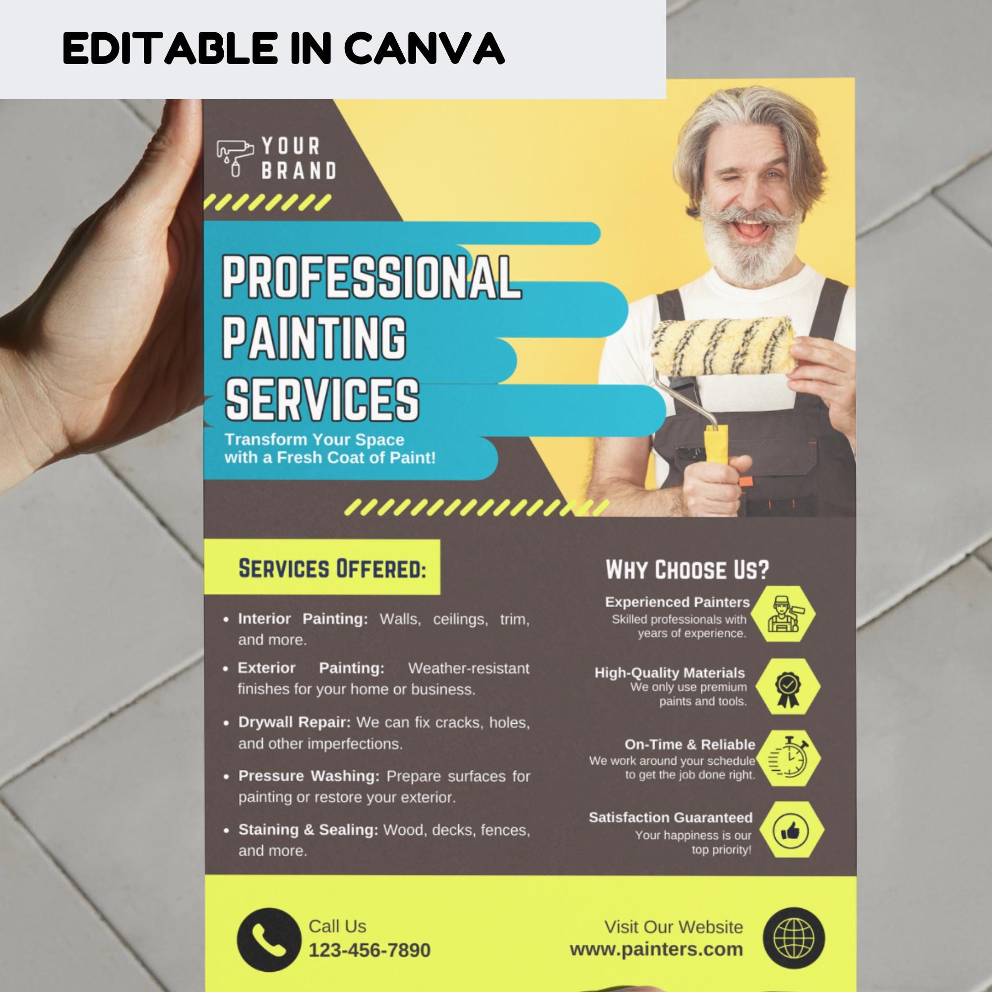 Painting Services Flyer Template: Editable Canva Design - Etsy