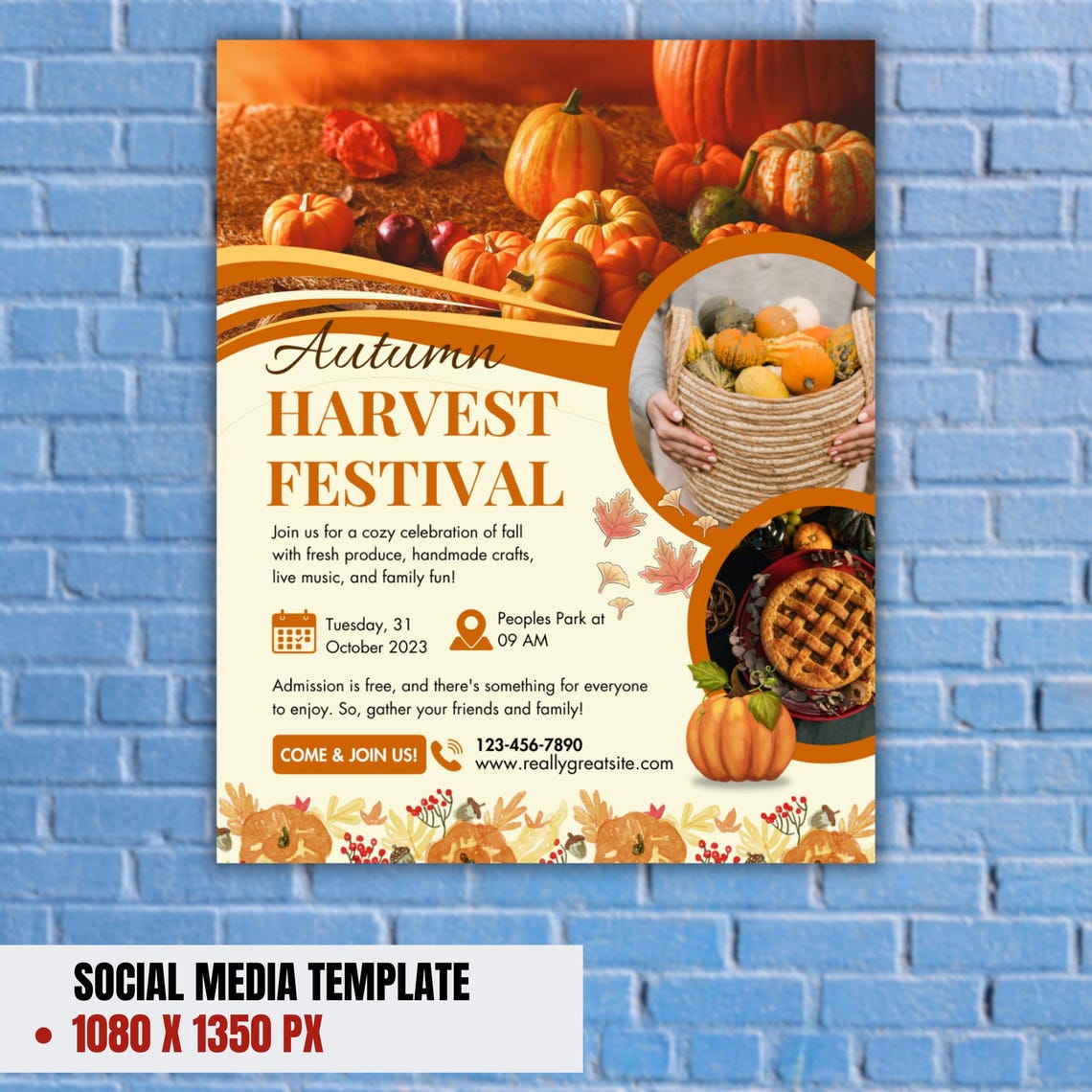 Autumn Harvest Festival Flyer Template: Editable Canva Fall Event ...