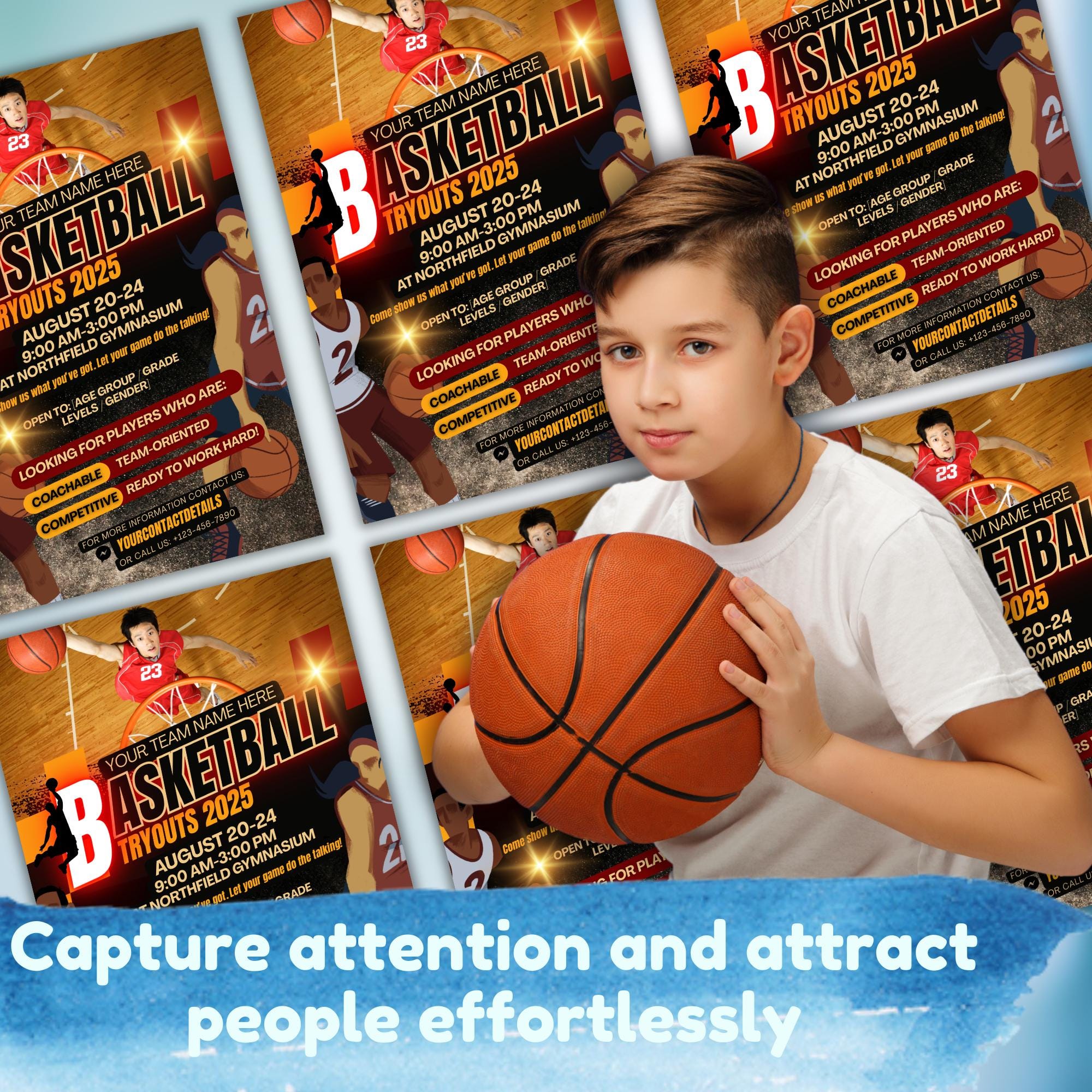 Basketball Tryout Flyer Template: Editable Sports Poster (canva A4 ...