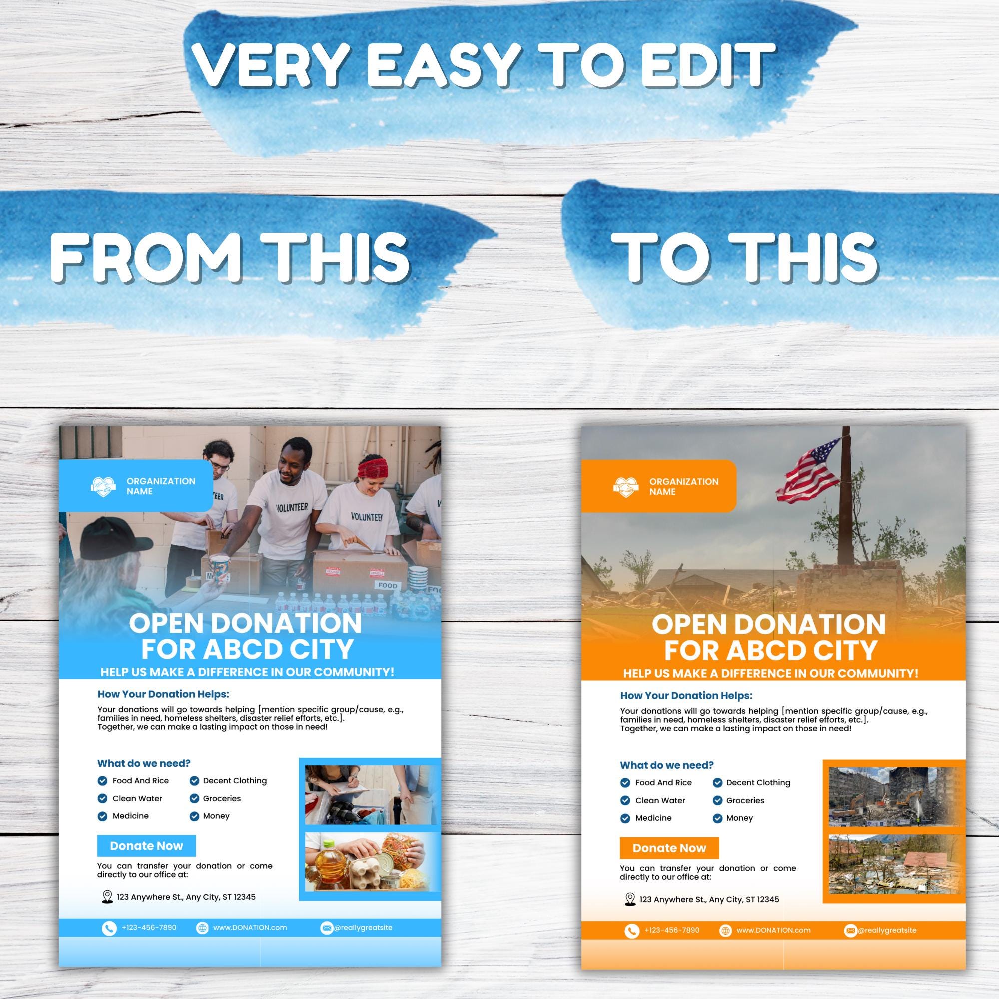 Donation Drive Flyer Template. Editable Charity Event Flyer Design ...