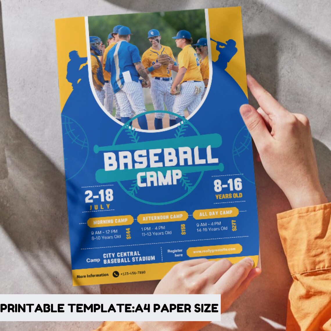 Editable Baseball Camp Flyer Template: Printable Sports Poster (A4 ...