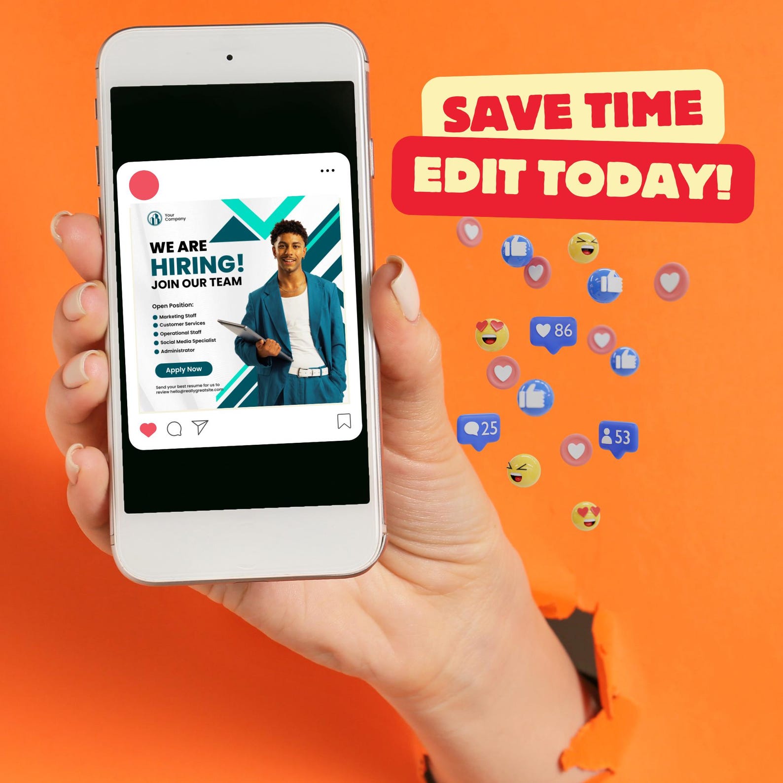 Editable Hiring Flyer Template: Modern Canva Design (digital) - Etsy