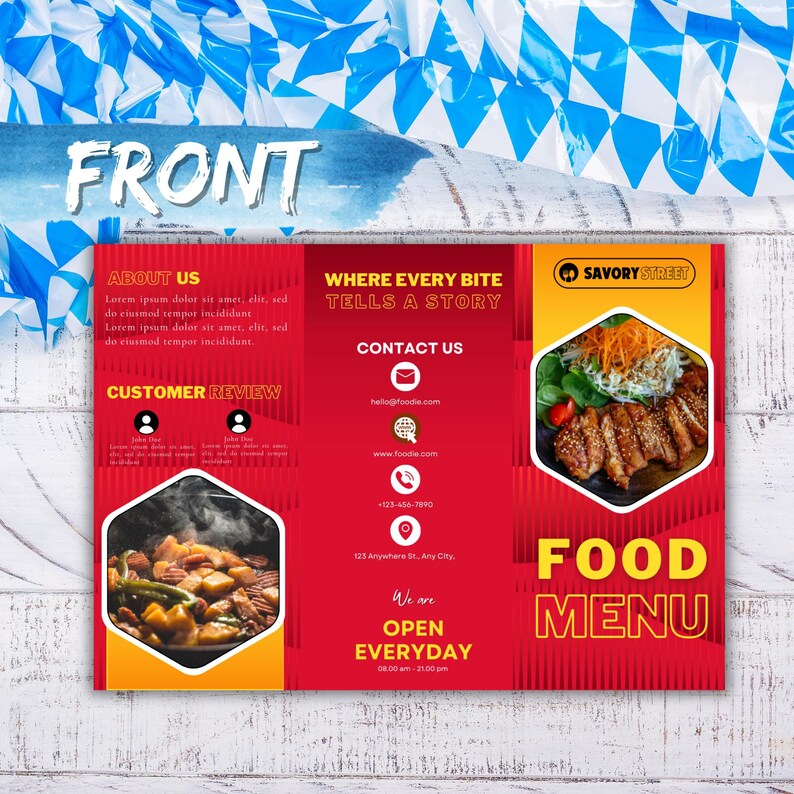 Printable Trifold Food Menu Template Customize Your Restaurant Menu ...