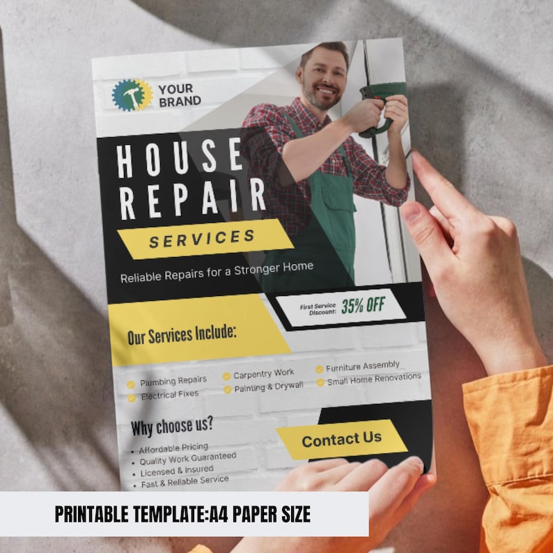 House Repair Flyer Template: Handyman Services, Canva Design (digital ...