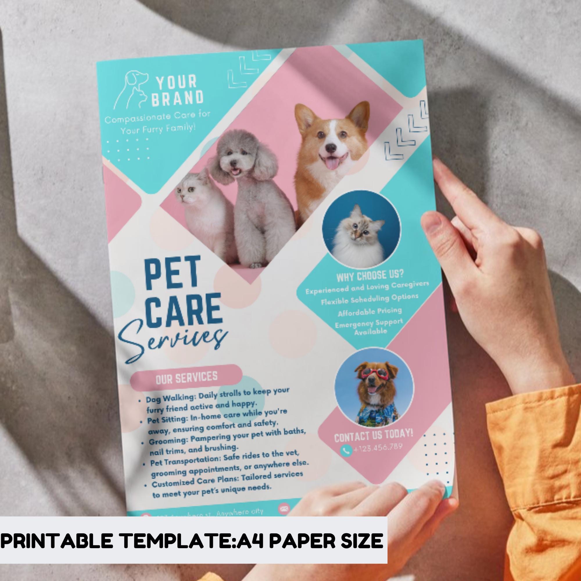 Pet Care Flyer Template | Editable Pet Shop Services Promotional Ad ...