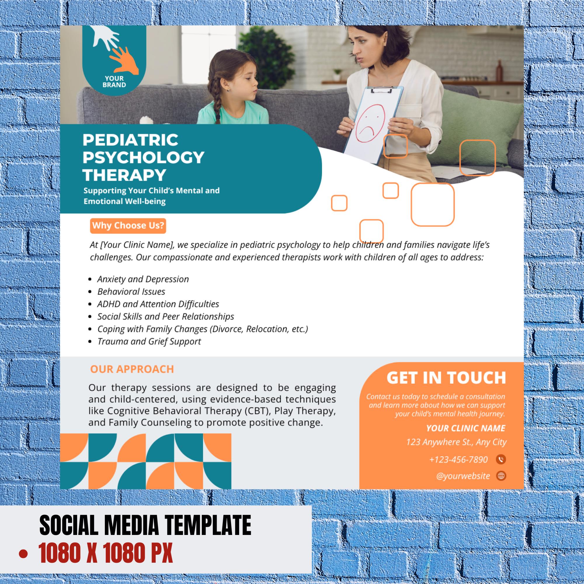 Pediatric Psychology Therapy Flyer & Social Media Post Template ...