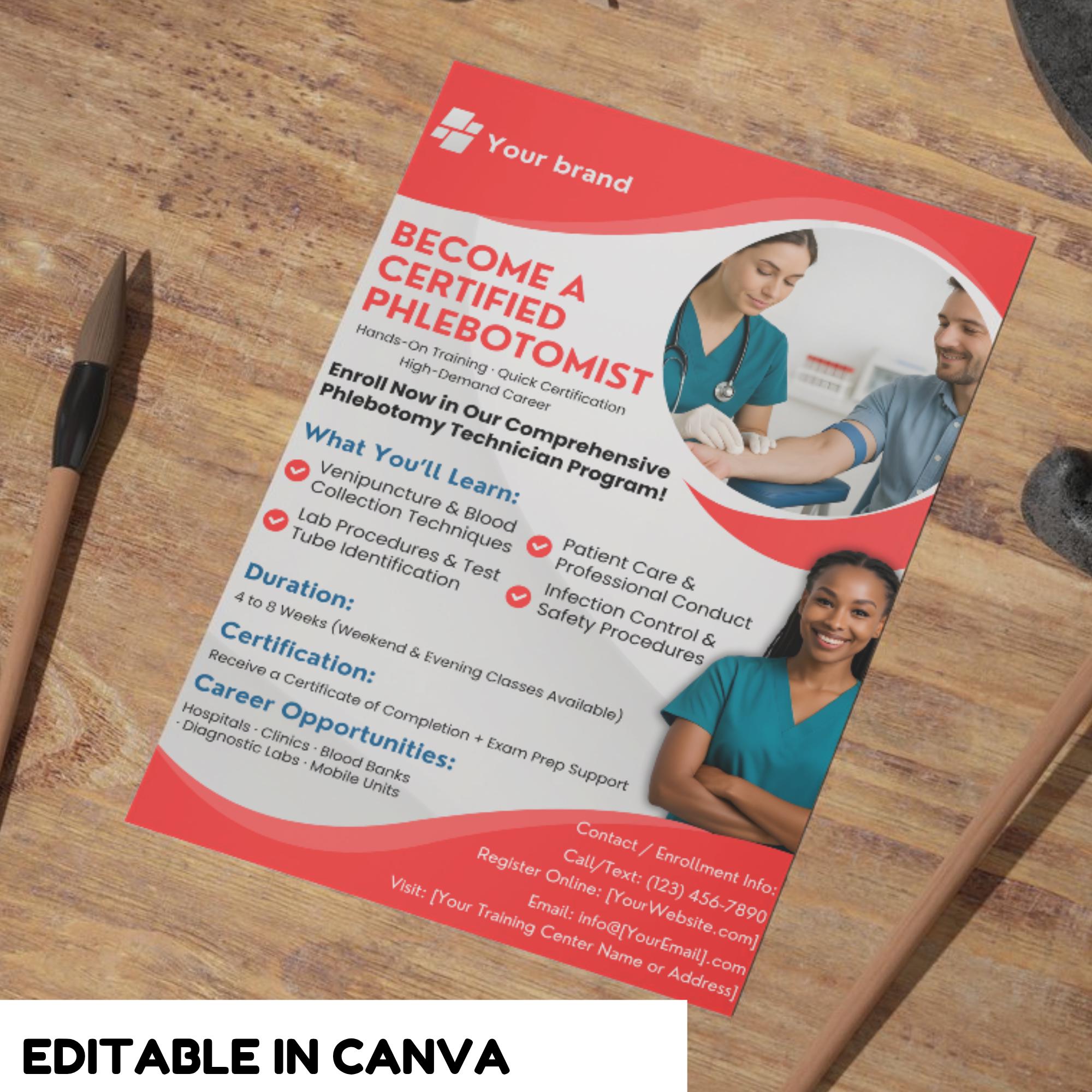 Phlebotomy Training Flyer Template: Editable Medical Course Promo ...