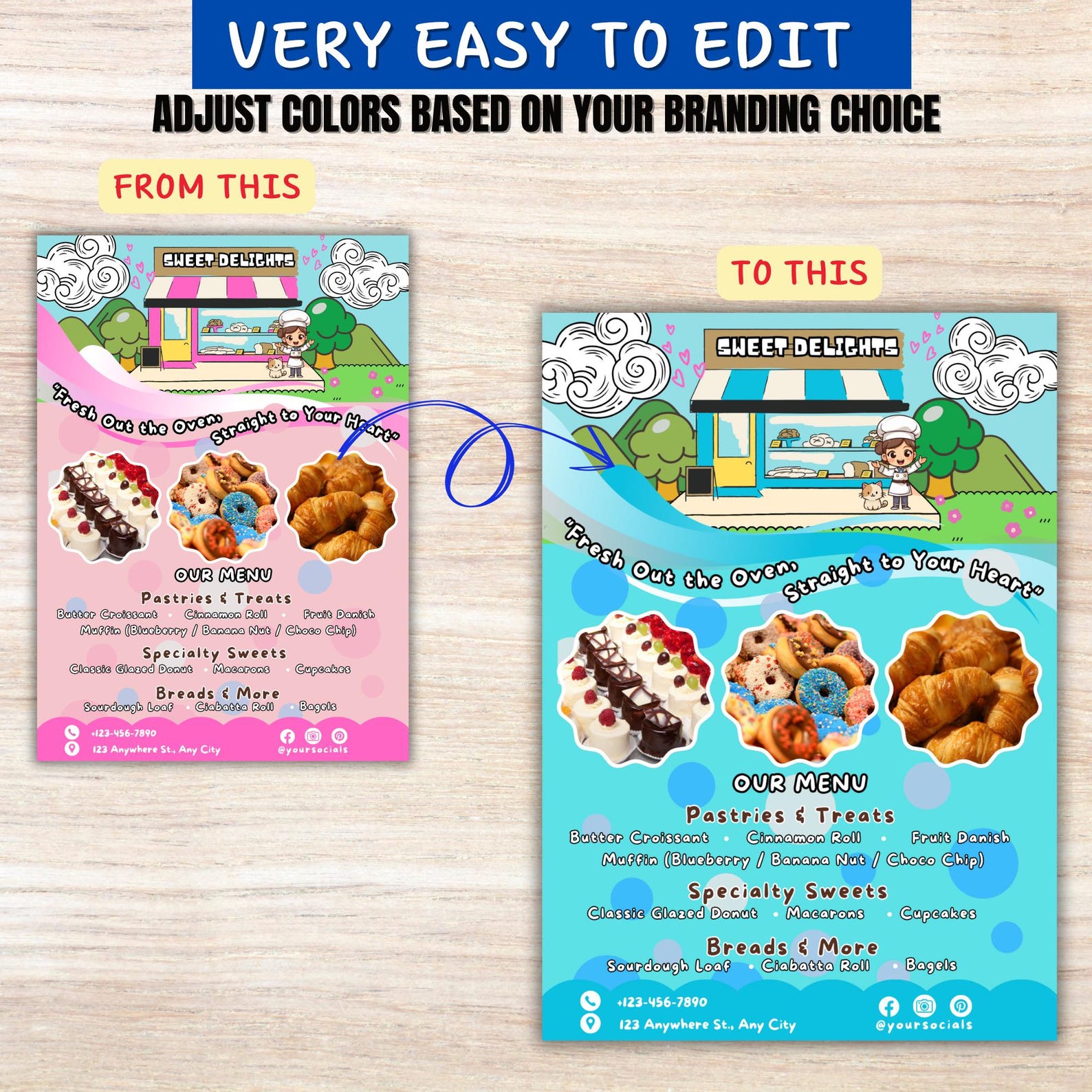 Editable Pastry Shop Menu Flyer Template: Bakery Design (A4 Canva) - Etsy