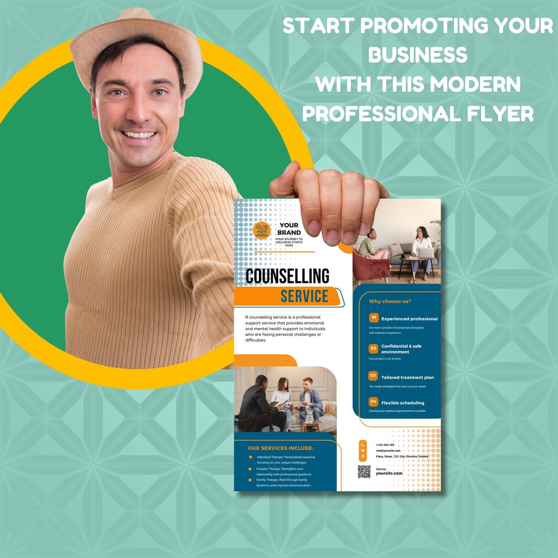 Counseling Psychology Therapy Flyer Template - Customizable Premade ...