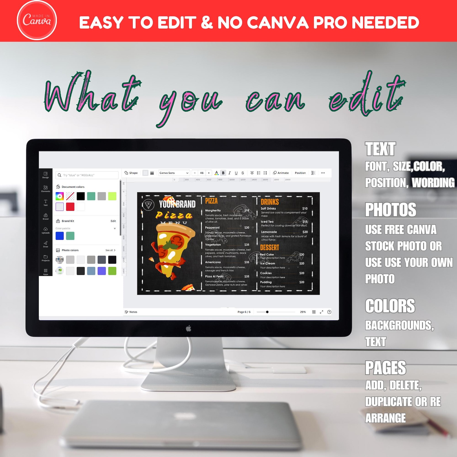 Digital Animated Pizza Menu Board Template - Customizable Design ...
