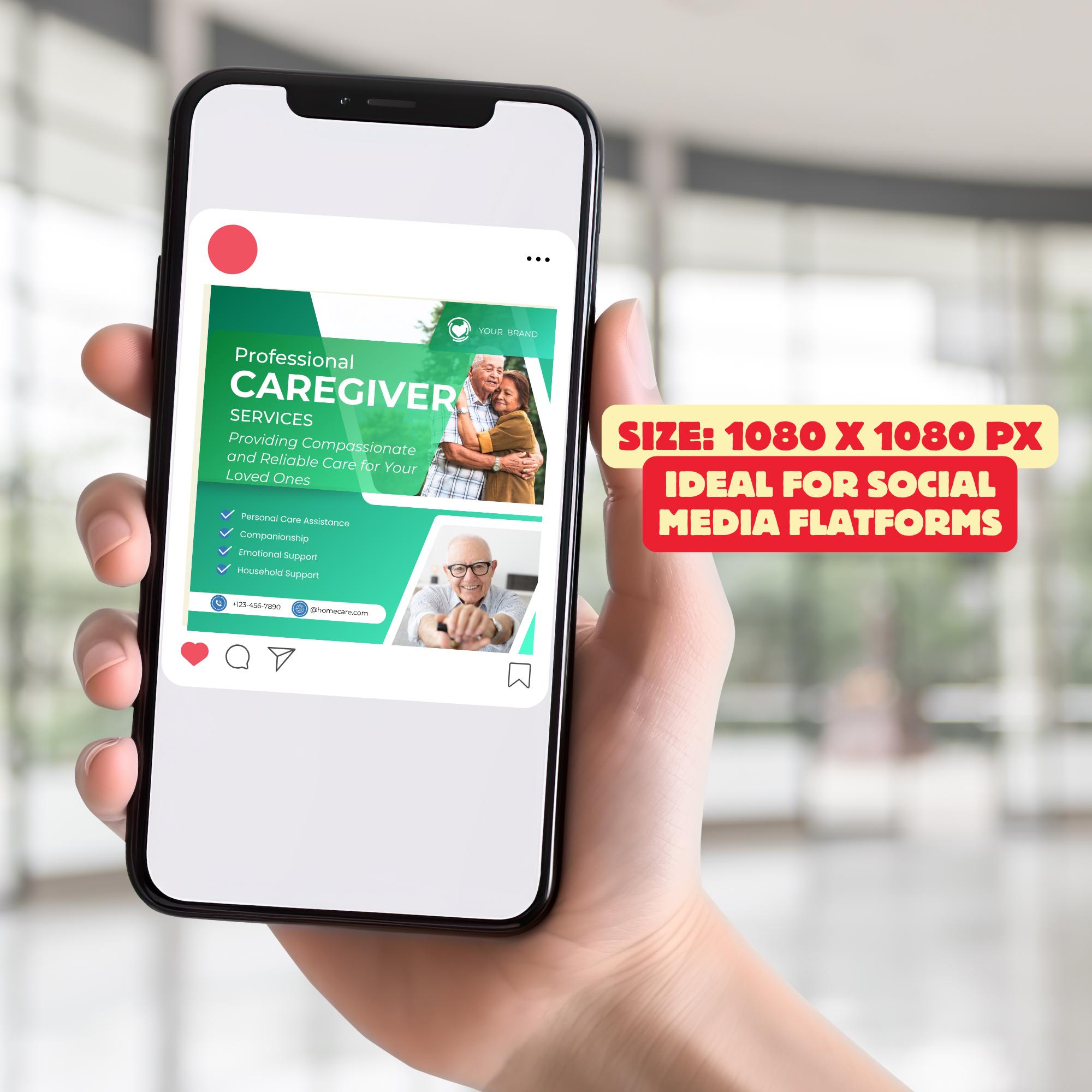 Professional Caregiver Services Flyer Template. Digital Flyer for ...