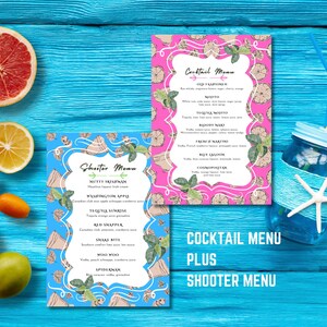 Cocktail Menu Editable Template. Instant Digital Download. Bar Cocktail ...