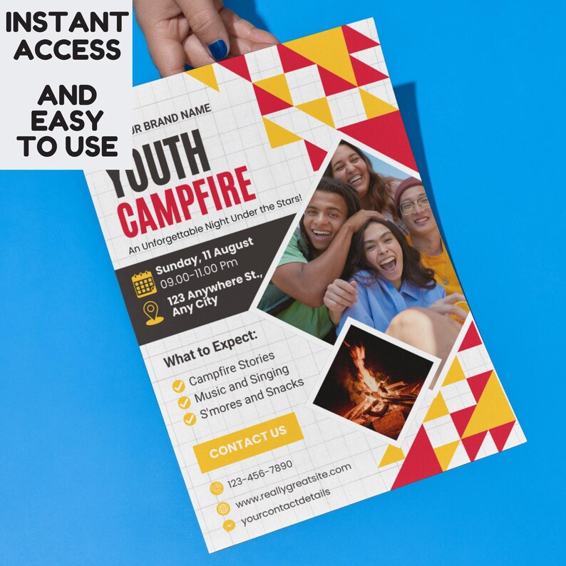 Editable Youth Campfire Flyer Template | Premade Canva Youth Event ...