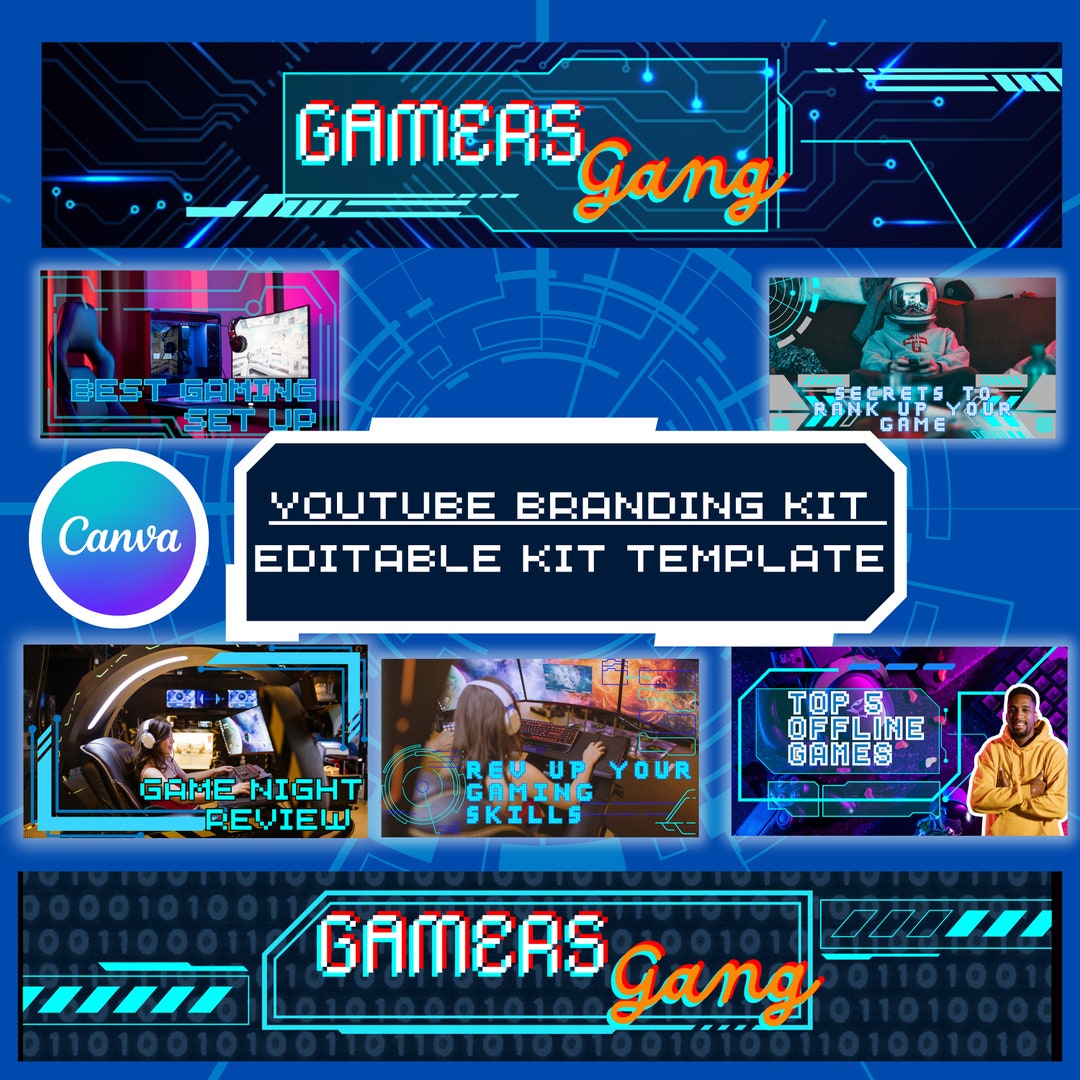 Youtube Gaming Channel Branding Kit Template. Canva Template Youtube ...