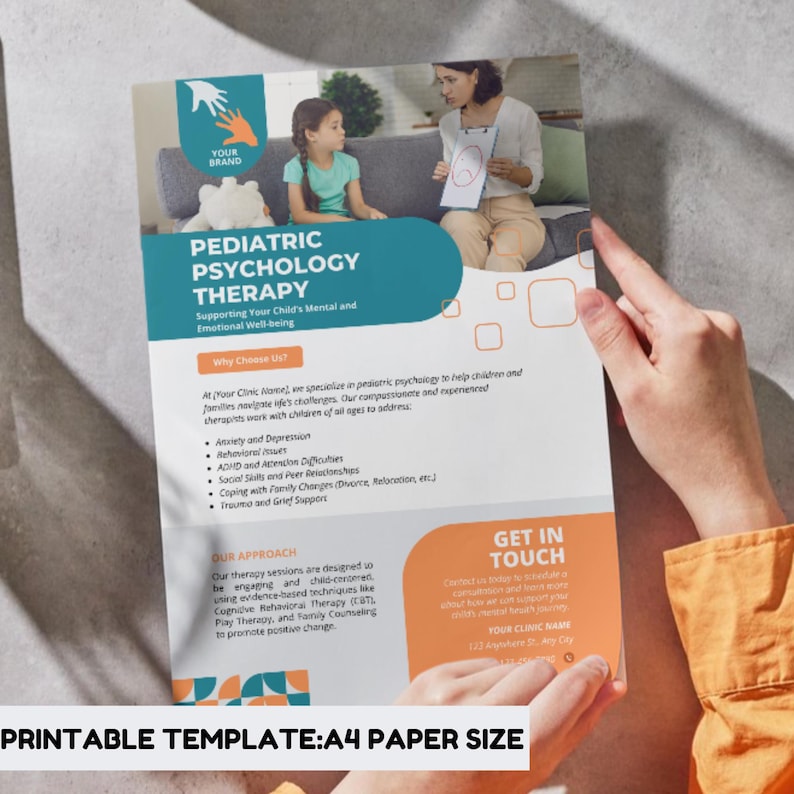 Customizable Child Counseling Flyer Template. Editable Pediatric ...