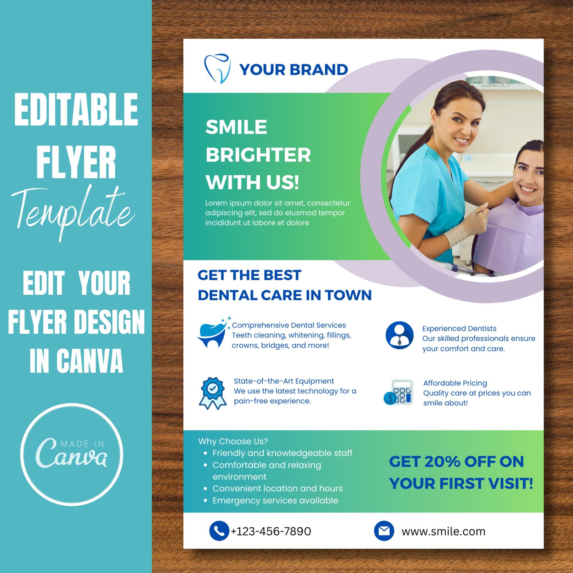 Dental Clinic Editable Flyer Template. Customizable Dentist Office ...