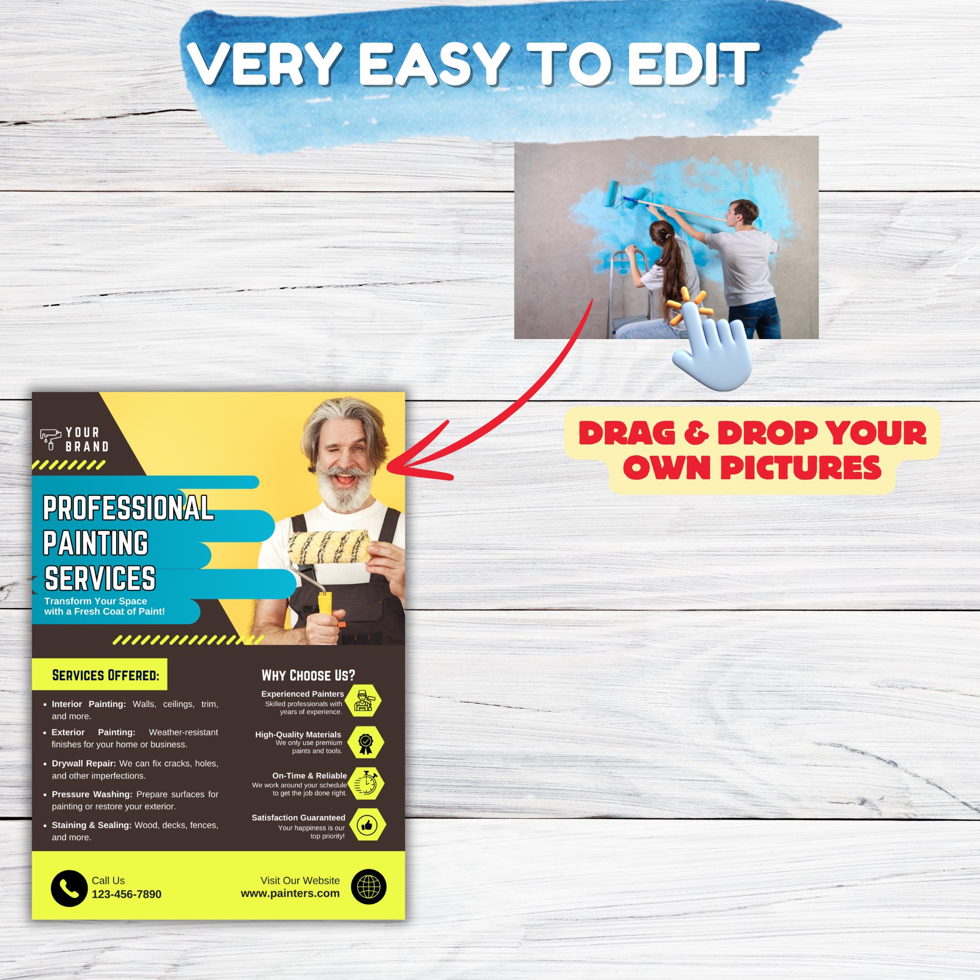 Painting Services Flyer Template: Editable Canva Design - Etsy