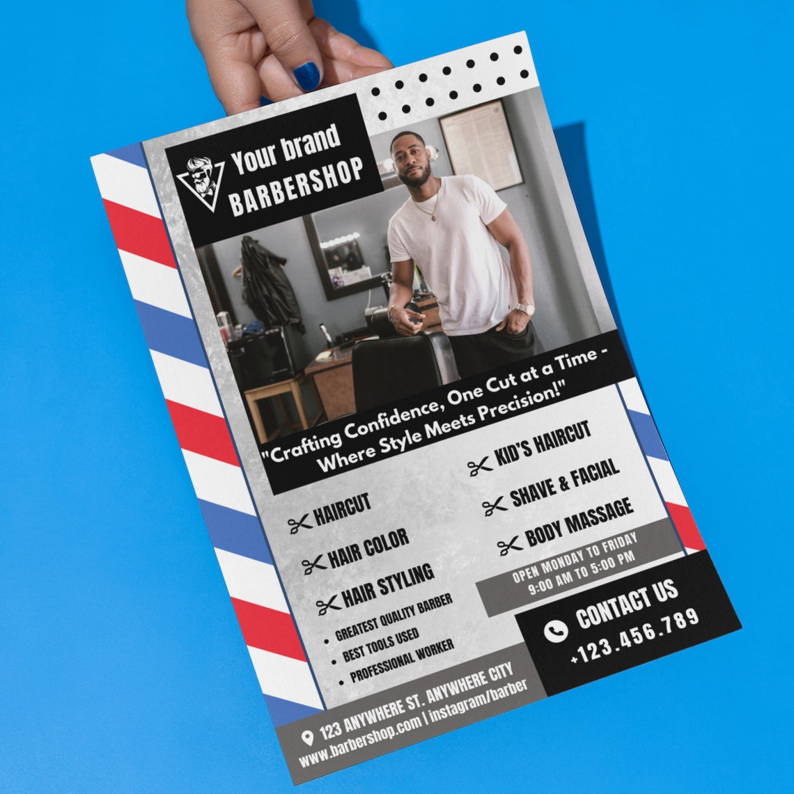 Barbershop Protional Flyer, Digital Editable Template. Canva Premade ...