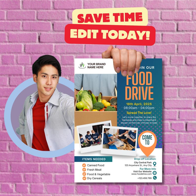 Food Drive Flyer & Social Media Post: Editable Canva Template - Etsy