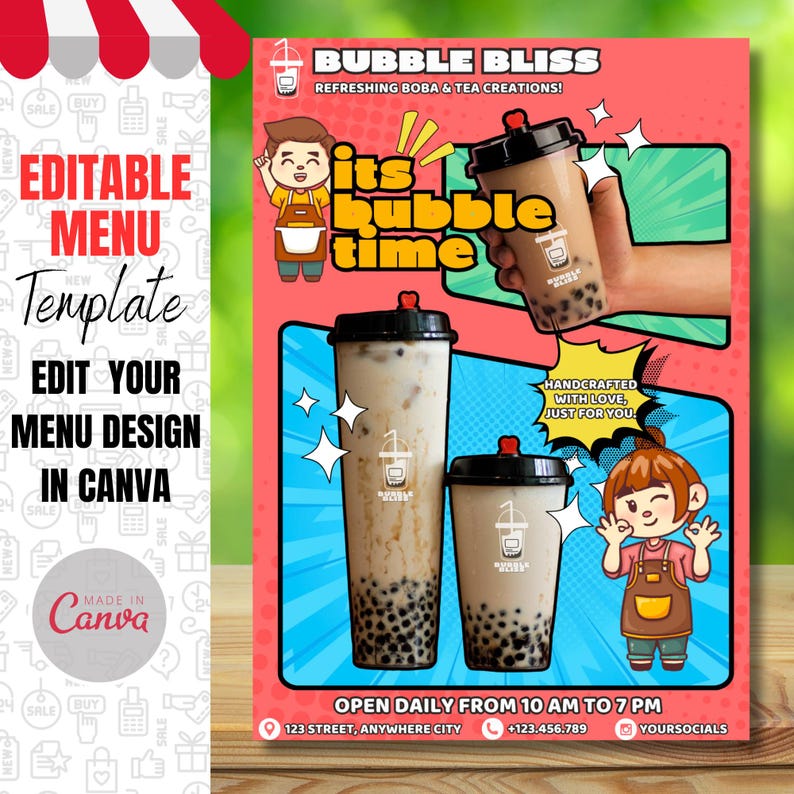 Customizable Milk Tea Menu Template . Bubble Tea Shop Menu Design ...