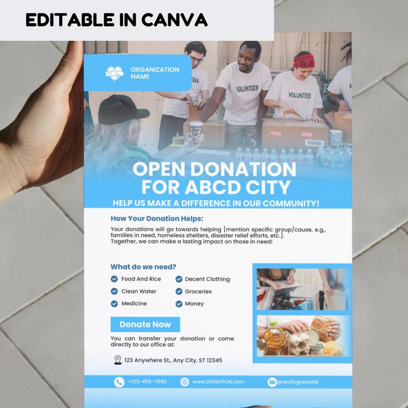 Donation Drive Flyer Template. Editable Charity Event Flyer Design ...