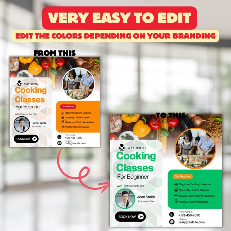 Editable Cooking Class Flyer Template | Cooking Lessons Poster | Chef ...