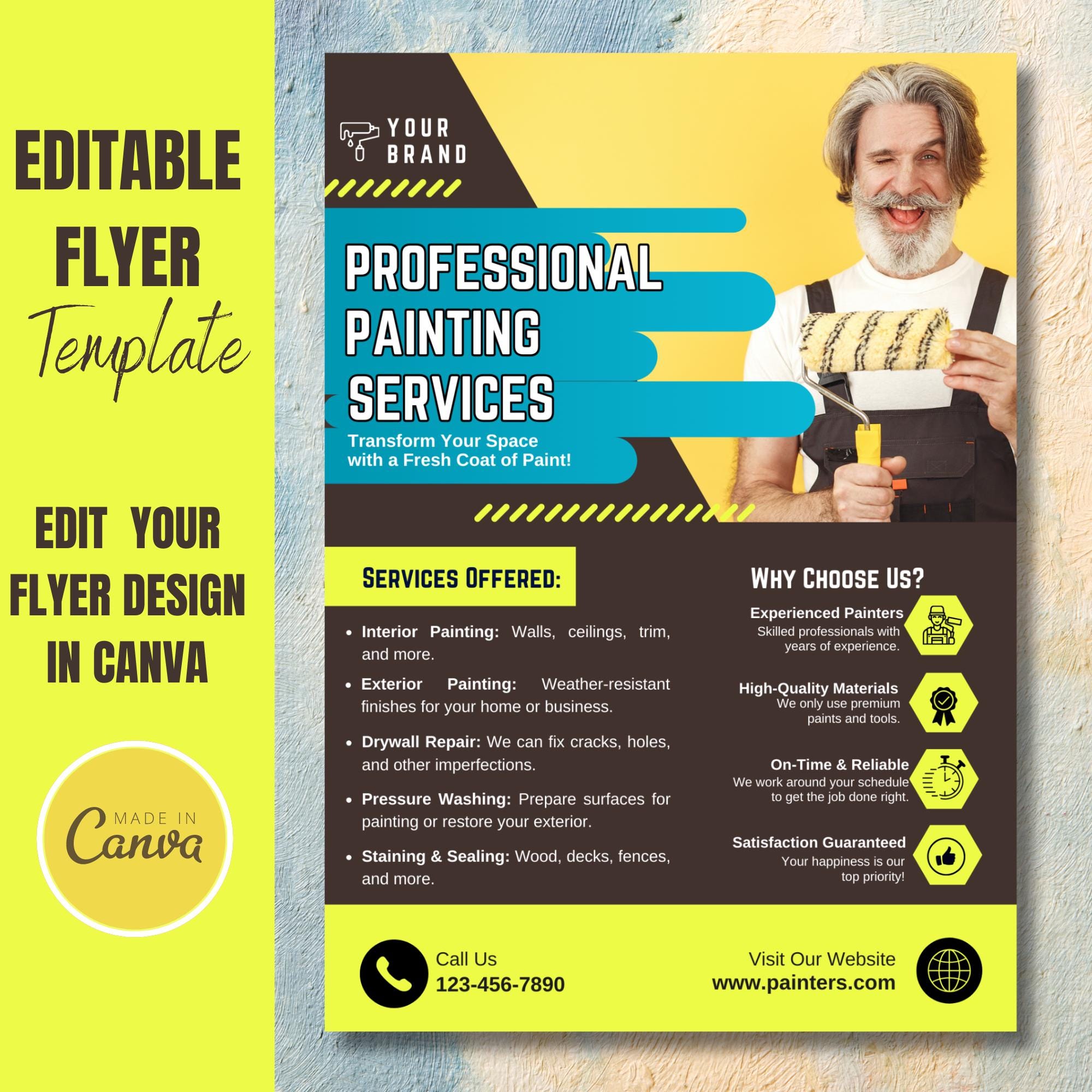 Painting Services Flyer Template: Editable Canva Design - Etsy