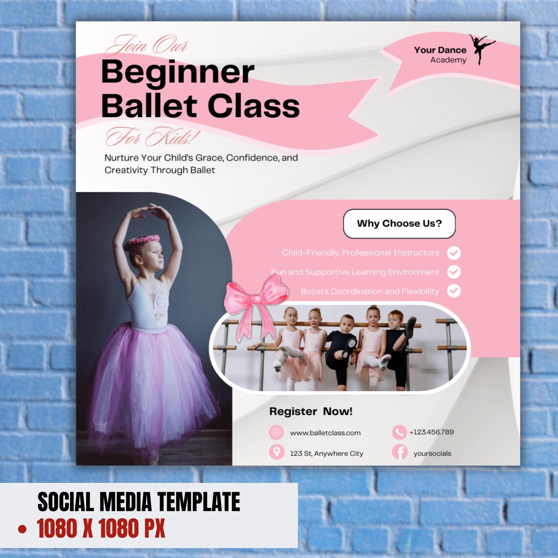 Ballet Class Flyer Template | Editable Dance Studio Poster Layout ...
