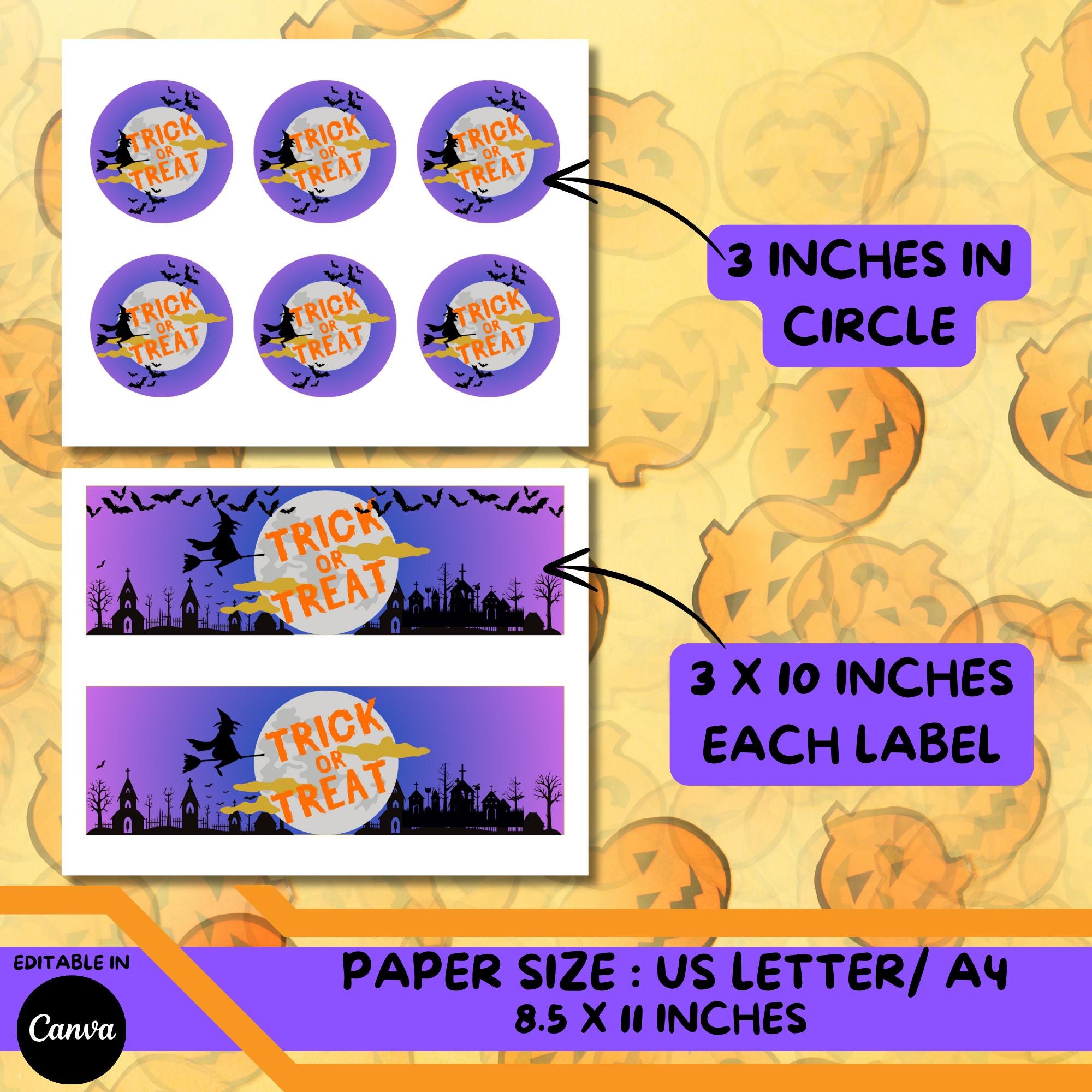 Editable Halloween Chip Wrapper Design DIY Spooky Snack Packaging ...