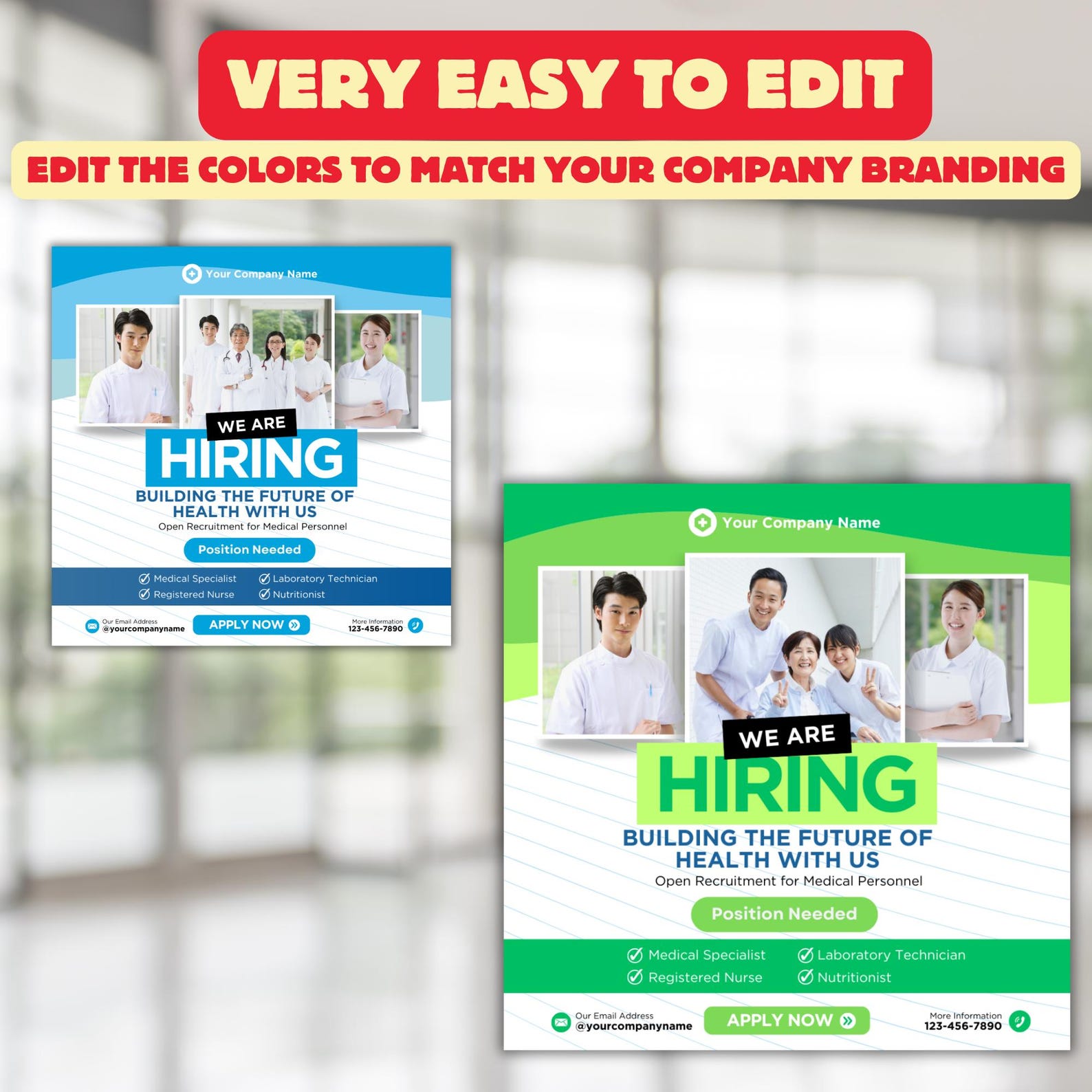 Medical Staff Hiring Flyer Template | Editable Recruitment Ad Design ...