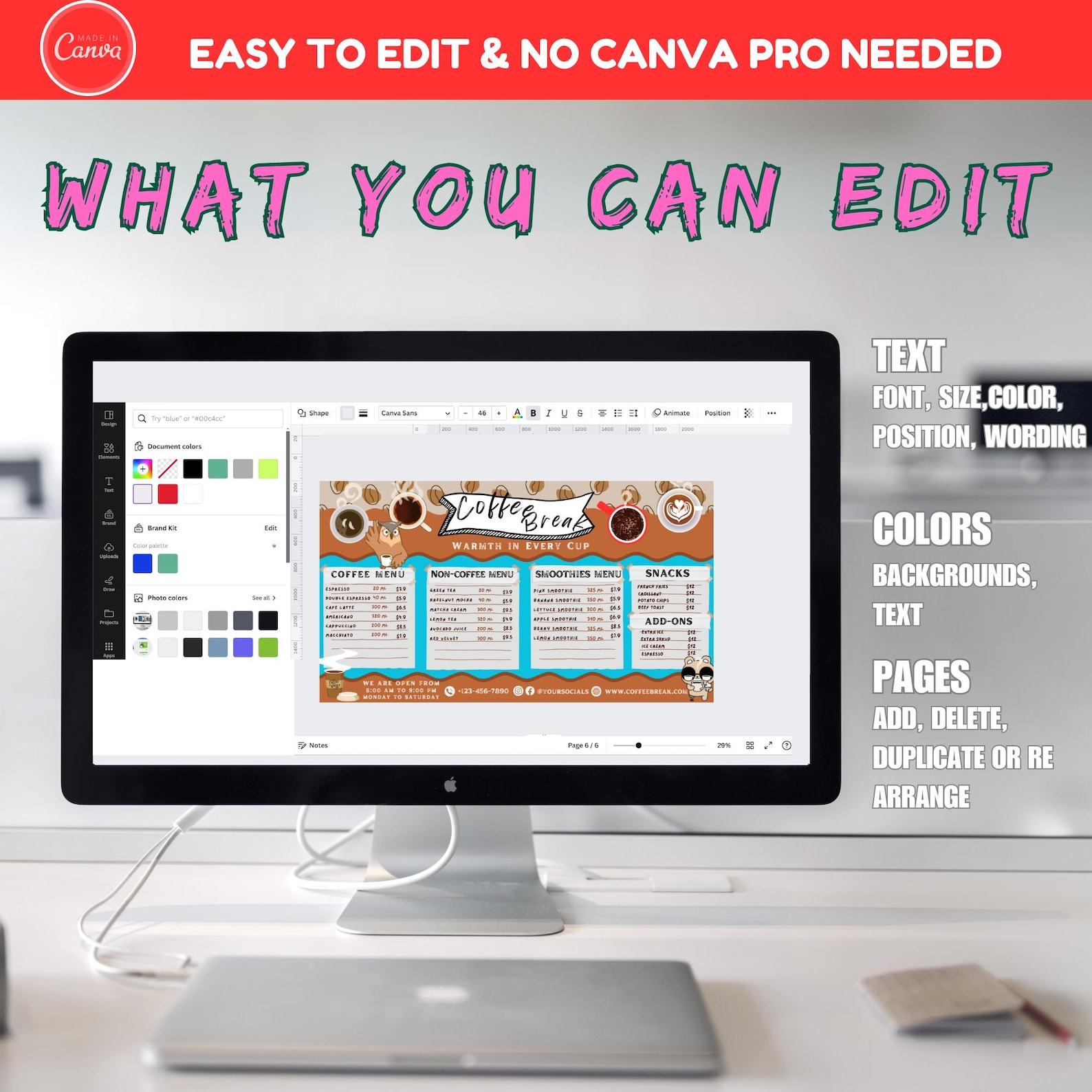 Digital Animated Coffee Shop Menu Board Template - Customizable Design ...