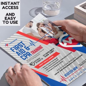 CPR Training Flyer Template: Editable Emergency Medical Poster (canva ...