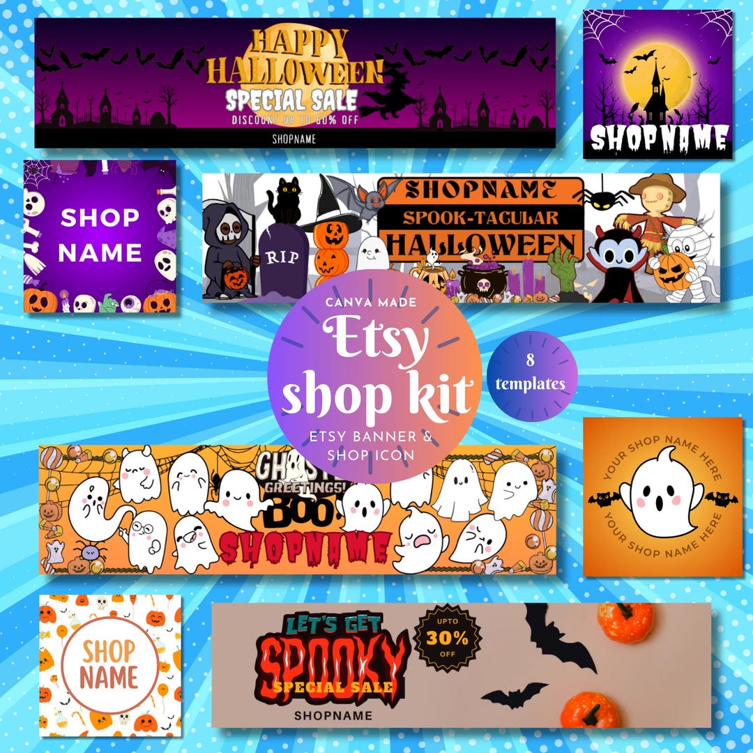Spooky Etsy Banner & Icon Set for Halloween. Premade Canva Template ...