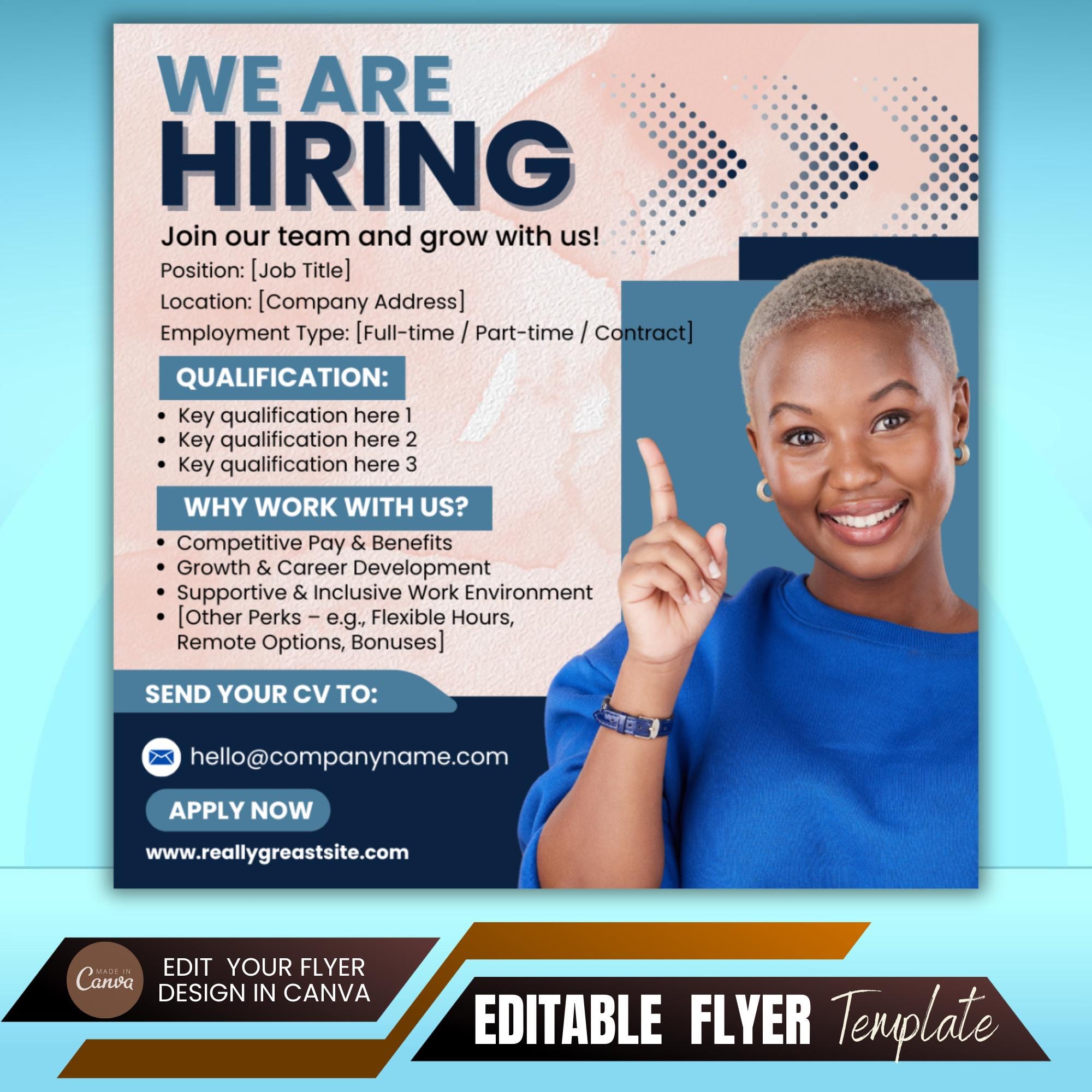 We Are Hiring Flyer Template. Digital Flyer for Job Recruitment ...