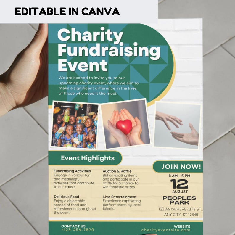 Editable Charity Event Flyer Template for Canva | Perfect for ...