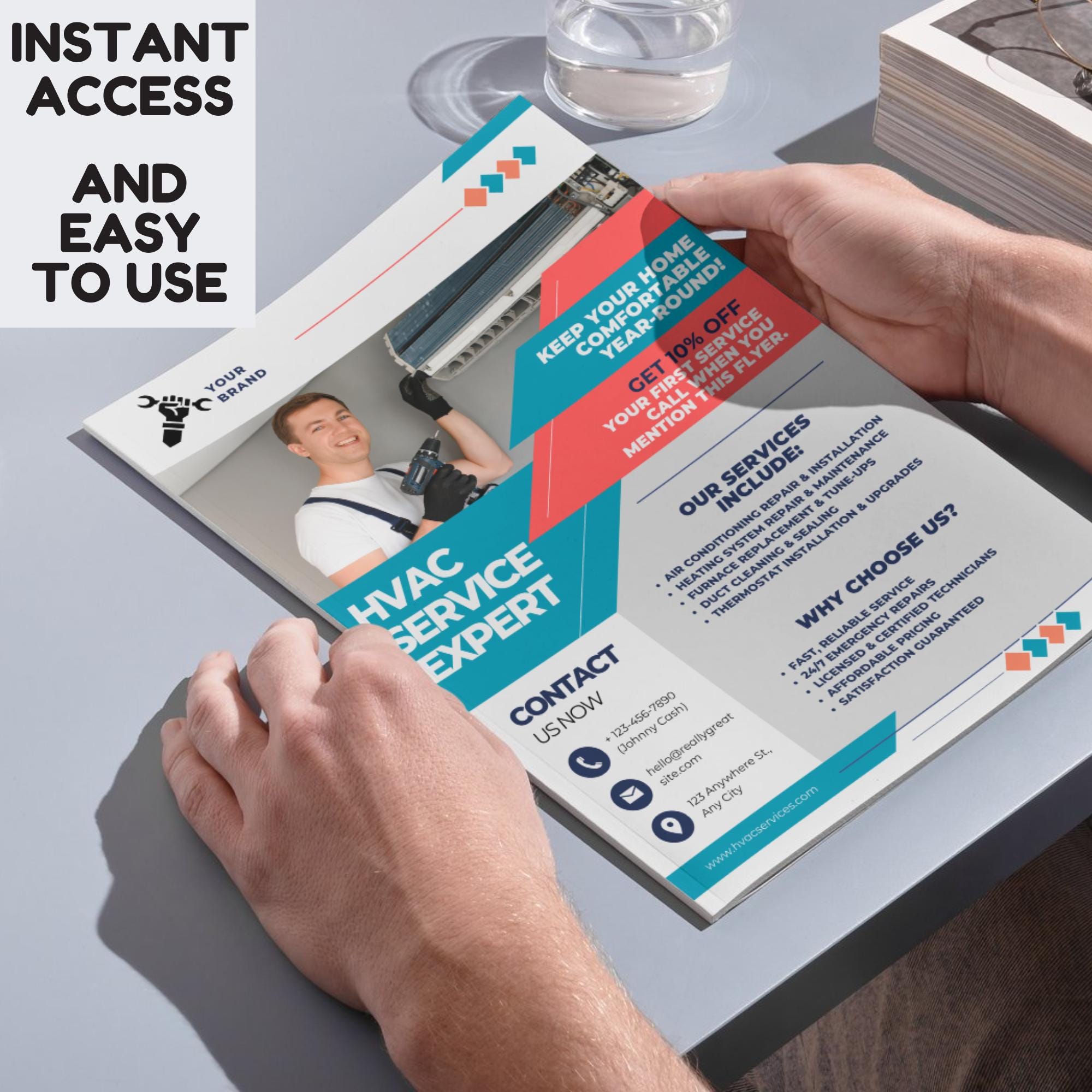 HVAC Service Flyer Template: Editable Canva Design - Etsy
