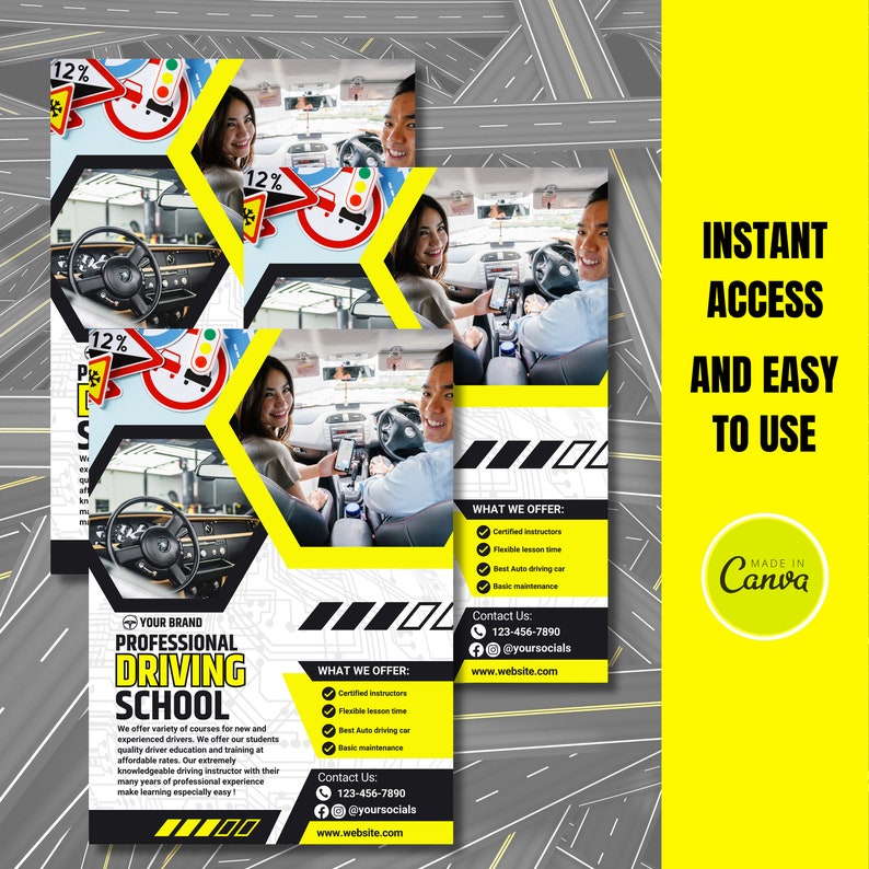 Driving School Flyer Template: Editable Canva Design (digital Download ...