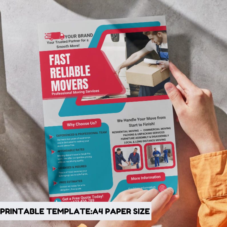 Moving Company Flyer Template: Customizable Canva Design (digital ...