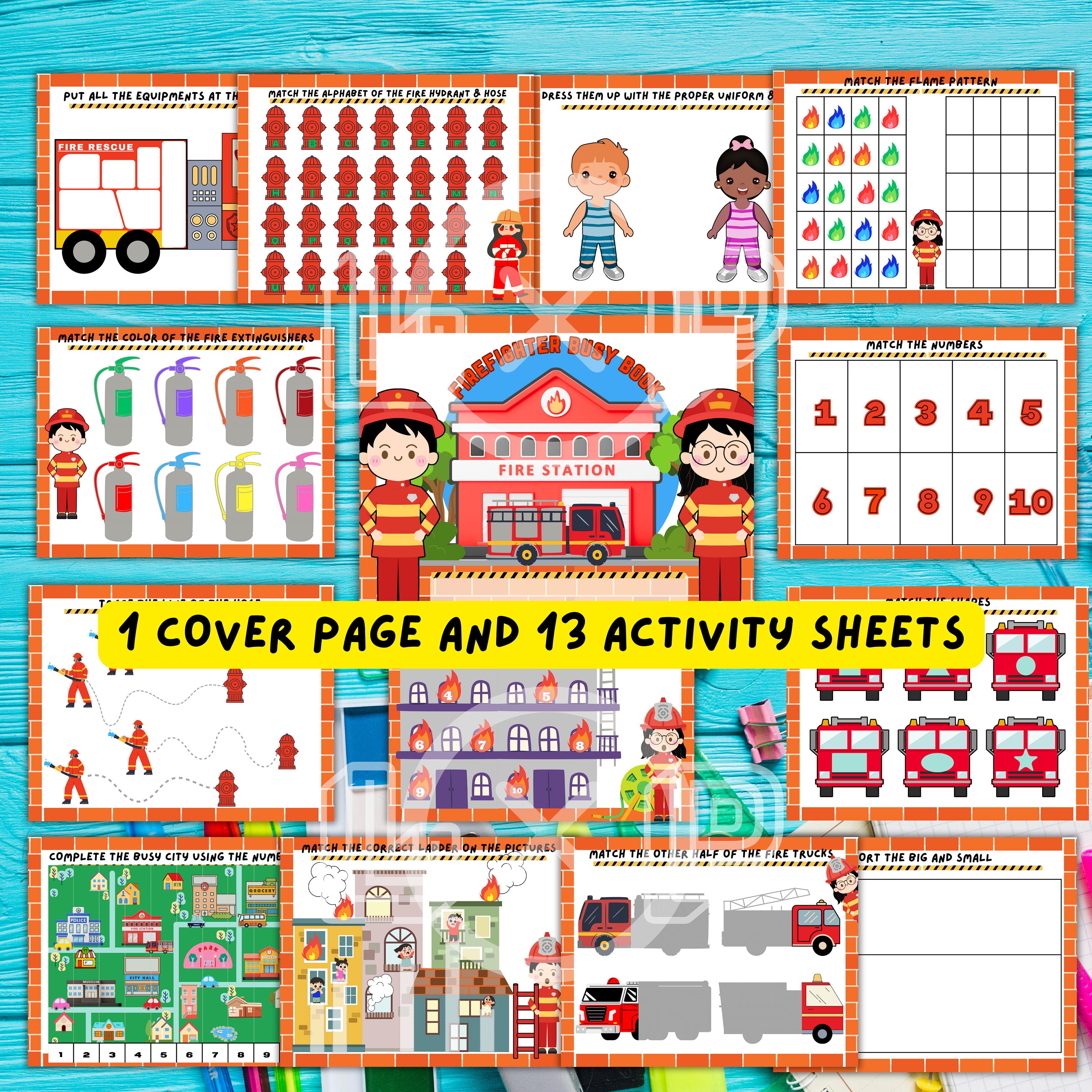 Firefighter Theme Busy Book, Digital Download PDF File. Pre School ...